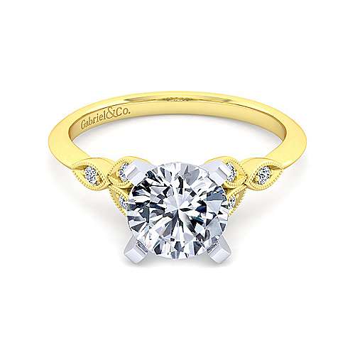 14KT .07CTW(SEMI)PAVE DIAMOND SEMI-MT W/LEAF DESIGN