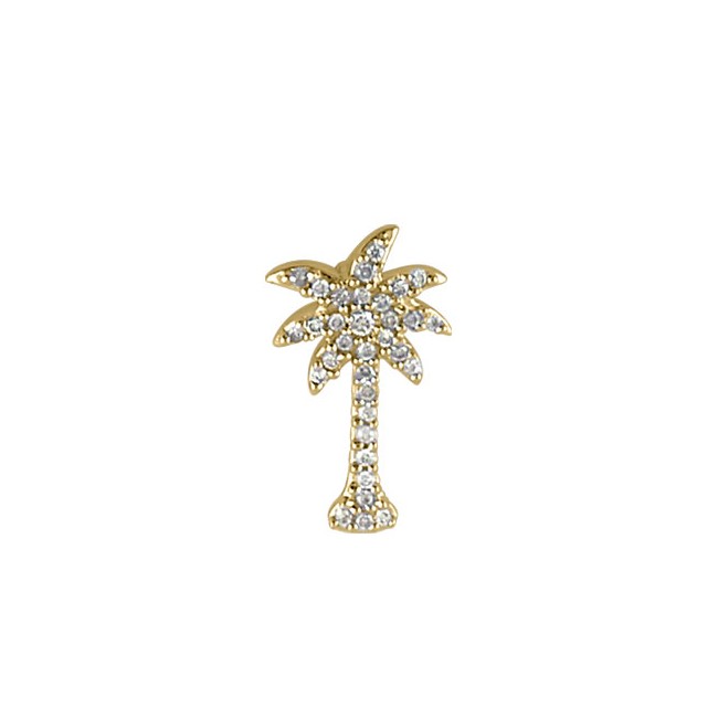 14K Yellow Gold Diamond Palm Tree Necklace