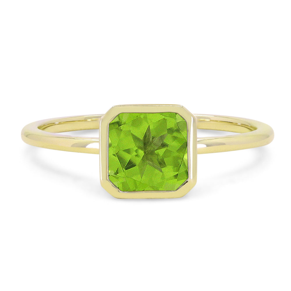 14KT (RAD)PERIDOT BEZEL SET RING(1.10CT PER)